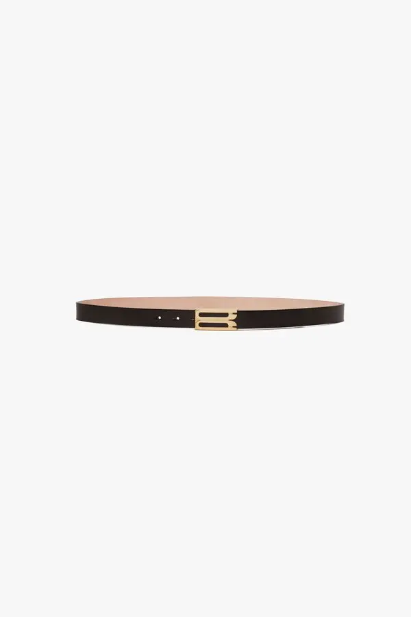 Victoria Beckham Dorian Frame Belt 25mm Shiny Calf Leather - Black