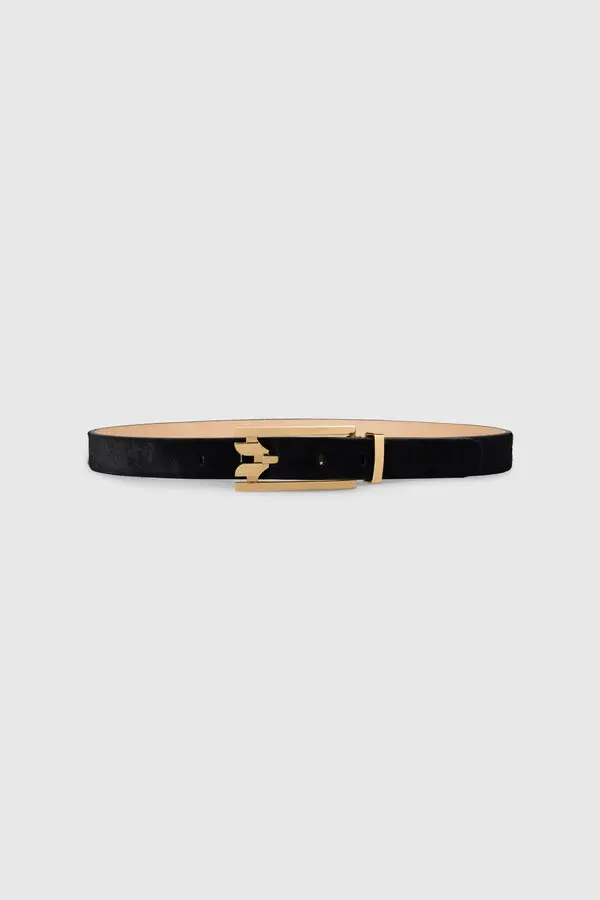 Victoria Beckham Dorian Pin-buckle Belt 25mm Hair Calf Leather - Black