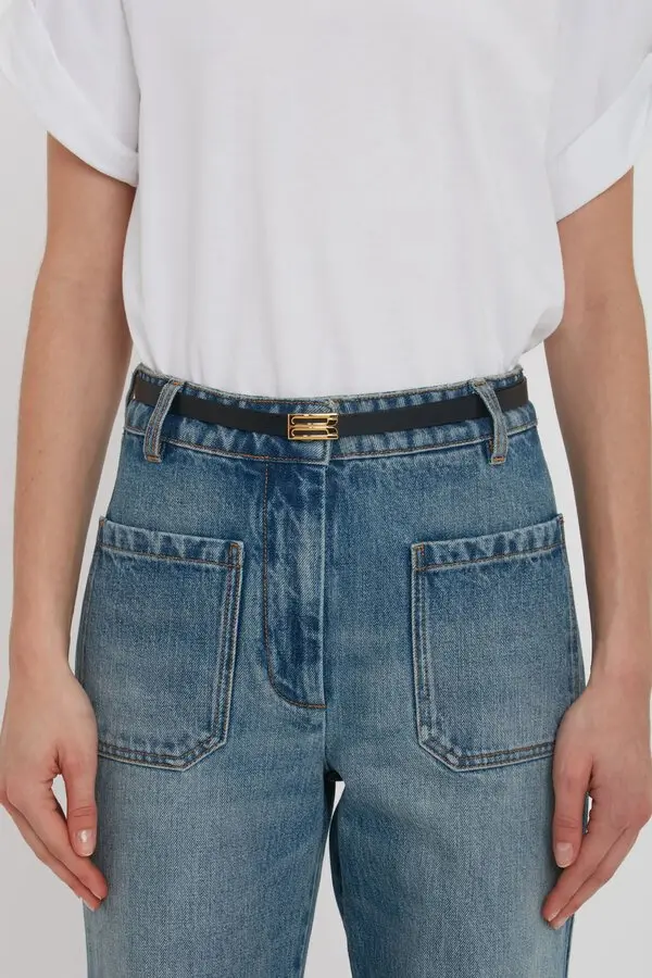 Victoria Beckham Dorian Frame Belt Micro 15mm Shiny Calf Leather