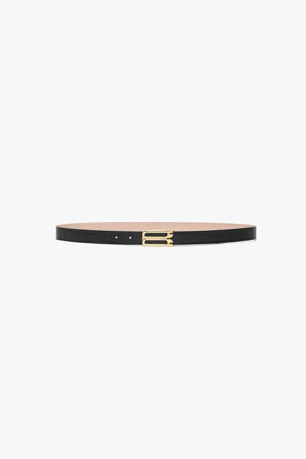 Victoria Beckham Dorian Frame Belt 25mm Croc Embossed Leather