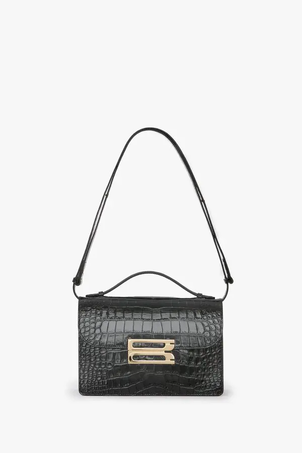 Victoria Beckham Dorian Bag Croc Embossed Leather - Black