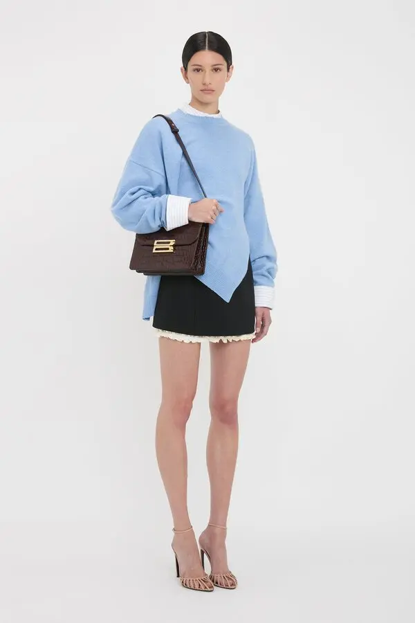 Victoria Beckham Dorian Bag Croc Embossed Leather - Espresso