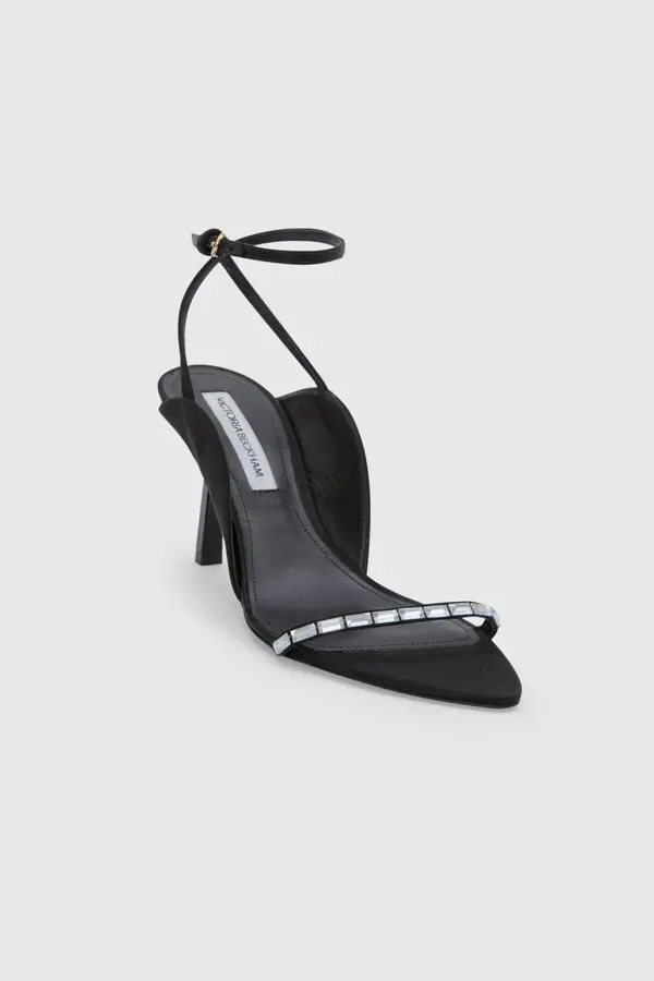 Victoria Beckham Embellished Sandal 75 Satin - Black