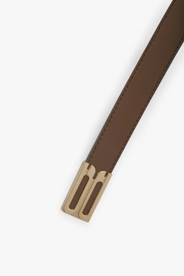 Victoria Beckham Dorian B Finite Belt 20mm Dove Soft Calf Leather