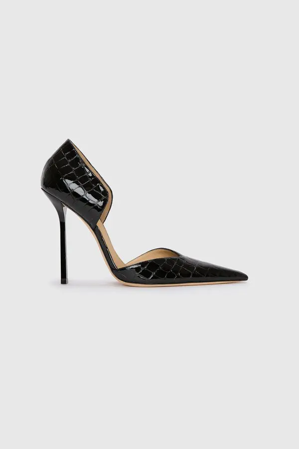 Victoria Beckham Angle D'orsay Pump 115 Croc Embossed Leather