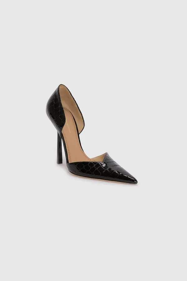 Victoria Beckham Angle D'orsay Pump 115 Croc Embossed Leather