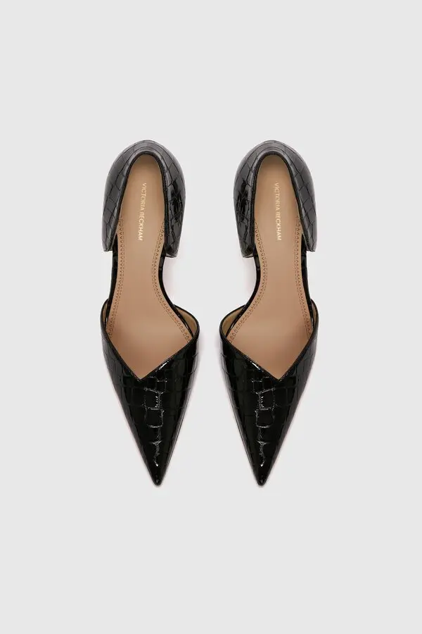 Victoria Beckham Angle D'orsay Pump 115 Croc Embossed Leather