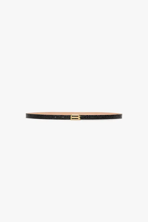 Victoria Beckham Dorian Frame Belt Micro 15mm Croc Embossed Leather