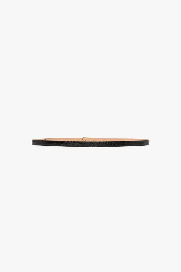 Victoria Beckham Dorian Frame Belt Micro 15mm Croc Embossed Leather