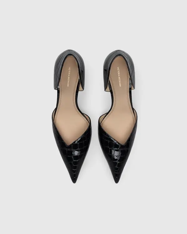 Victoria Beckham Angle D'orsay Pump 55 Croc Embossed Leather