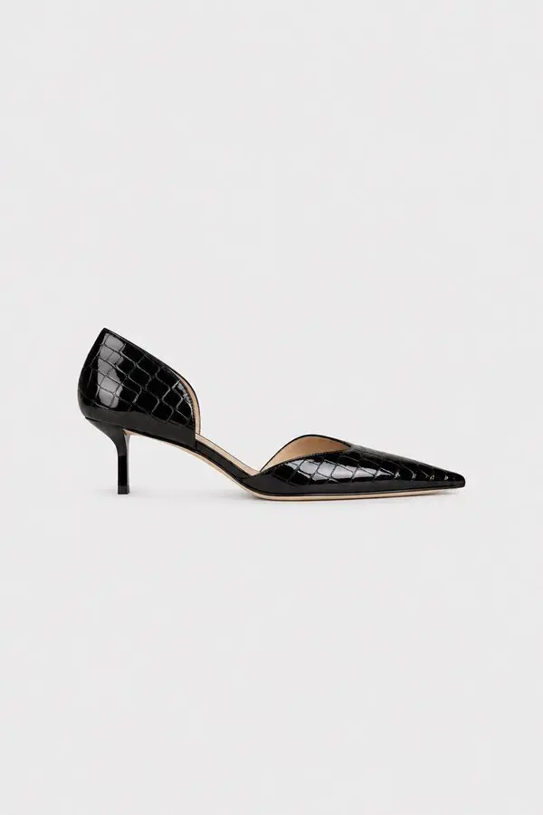Victoria Beckham Angle D'orsay Pump 55 Croc Embossed Leather - Black