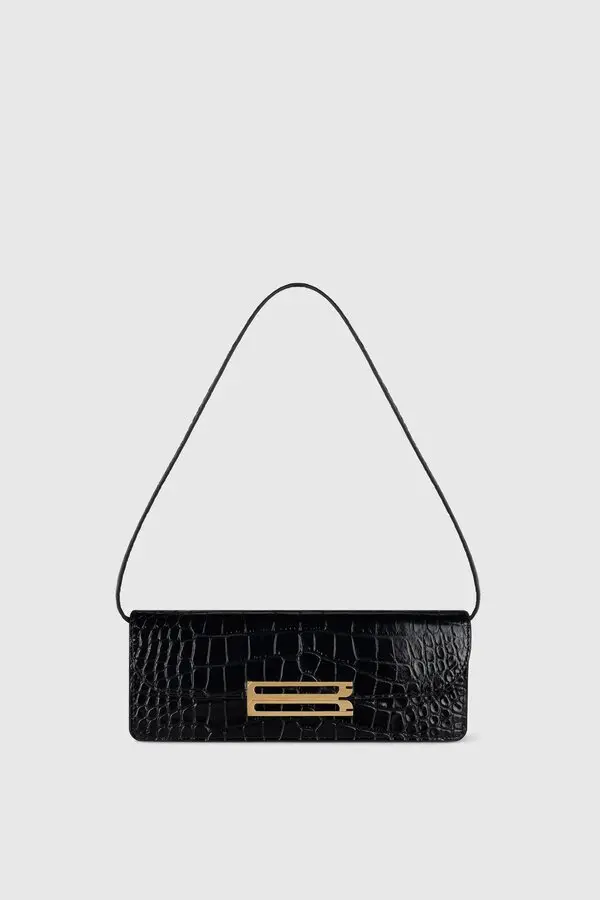 Victoria Beckham Dorian East-west Clutch Croc Embossed Leather
