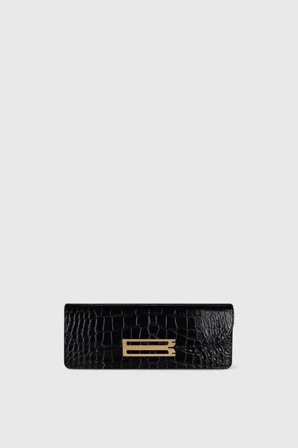 Victoria Beckham Dorian East-west Clutch Croc Embossed Leather