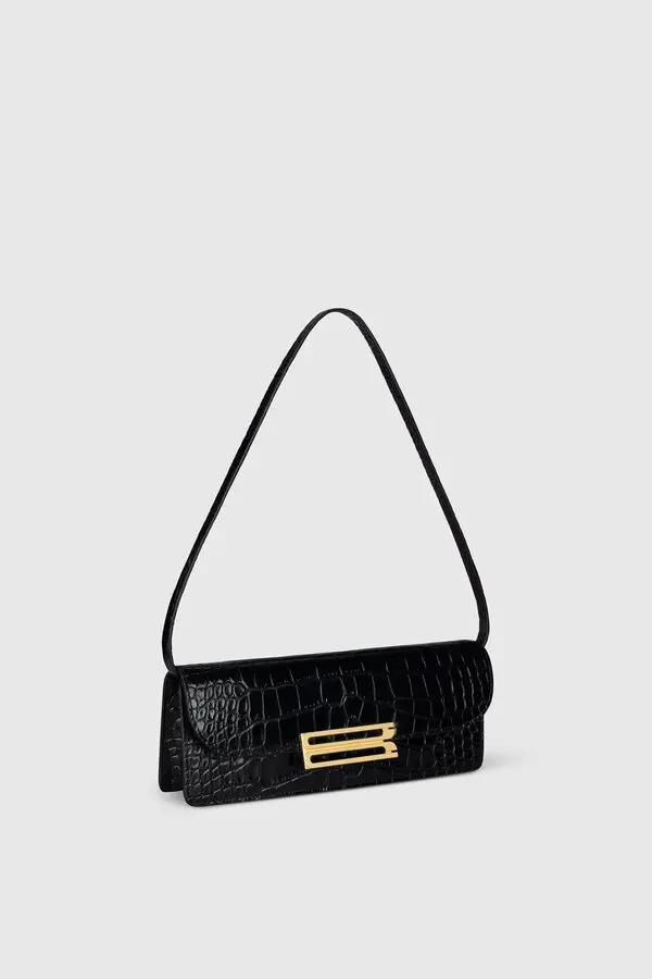 Victoria Beckham Dorian East-west Clutch Croc Embossed Leather