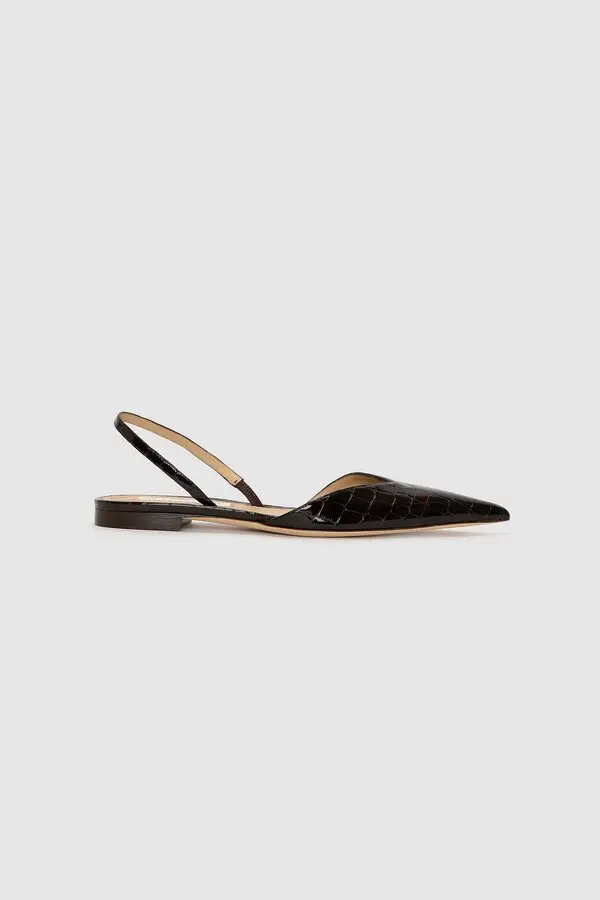 Victoria Beckham Angle Halter Back Flat Croc Embossed Leather