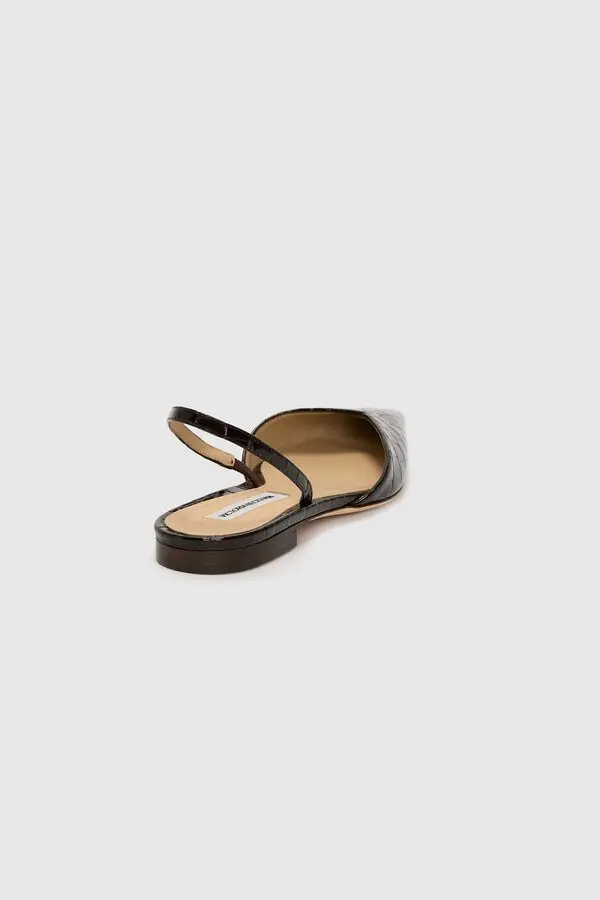 Victoria Beckham Angle Halter Back Flat Croc Embossed Leather