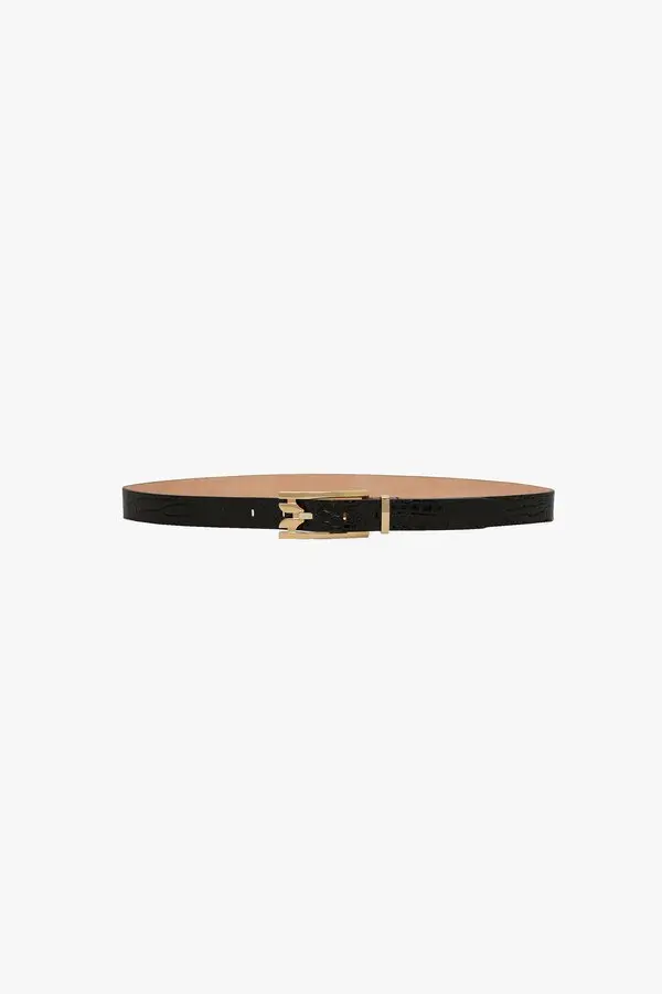 Victoria Beckham Dorian Pin-buckle Belt 25mm Croc Embossed Leather - Black