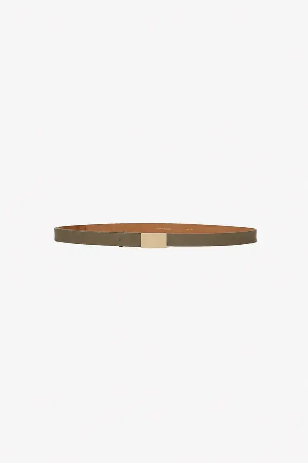 Victoria Beckham Portofino Mirror Belt 25mm Fossil Shiny Calf Leather - Grey