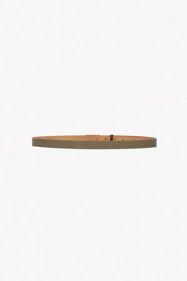 Victoria Beckham Portofino Mirror Belt 25mm Fossil Shiny Calf Leather - Grey