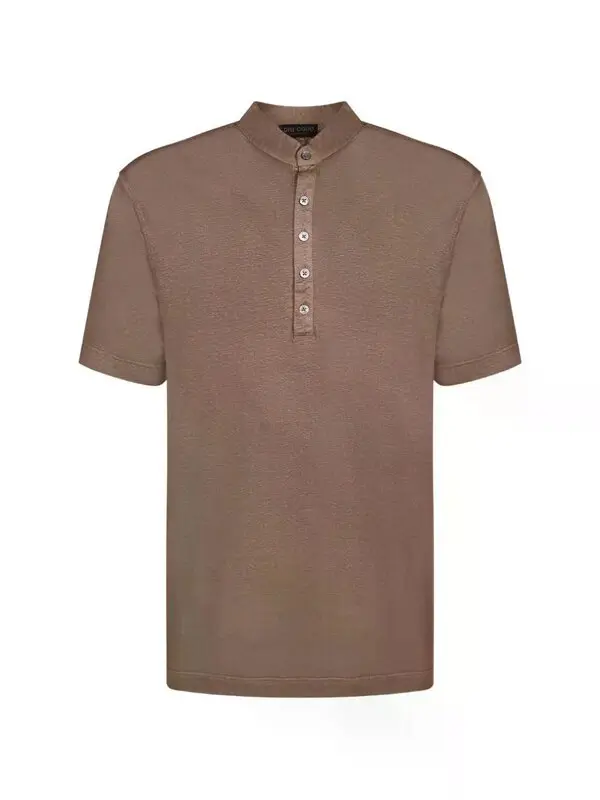 DELL'OGLIO Serafino Linen Mandarin-collar Polo Shirt