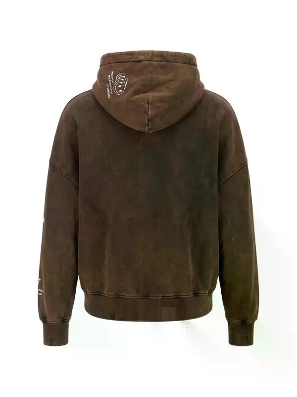 INSPIRED BY A TRUE STORY Acid-wash Embroidered Hoodie - Brown