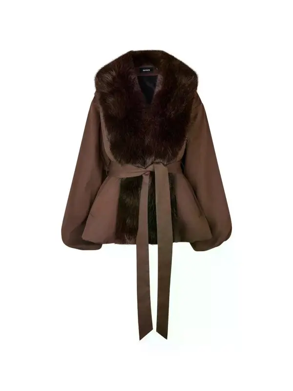 ROTATE BY BIRGER CHRISTENSEN Faux-fur Collar Jacket - Brown