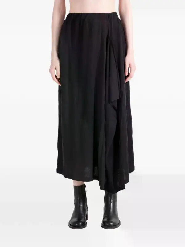 Yohji Yamamoto Asymmetric Draped Midi Skirt - Black