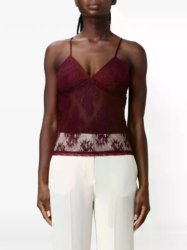 HANITA Lace-overlay Camisole Top - Red