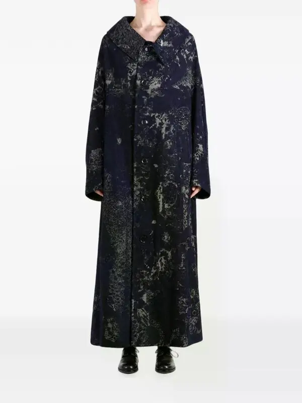 Y’s Jacquard-patterned Single-breasted Coat