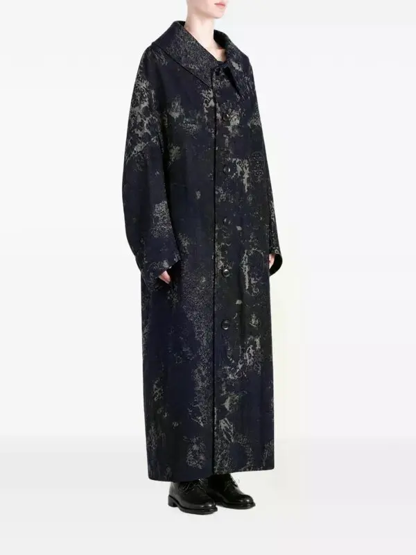 Y’s Jacquard-patterned Single-breasted Coat