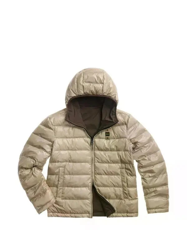 BLAUER. Reversible Logo-patch Hooded Jacket