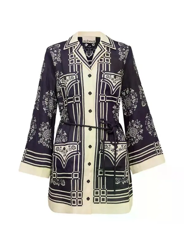 ALEMAIS Banderra Graphic-print Mini Dress - Blue