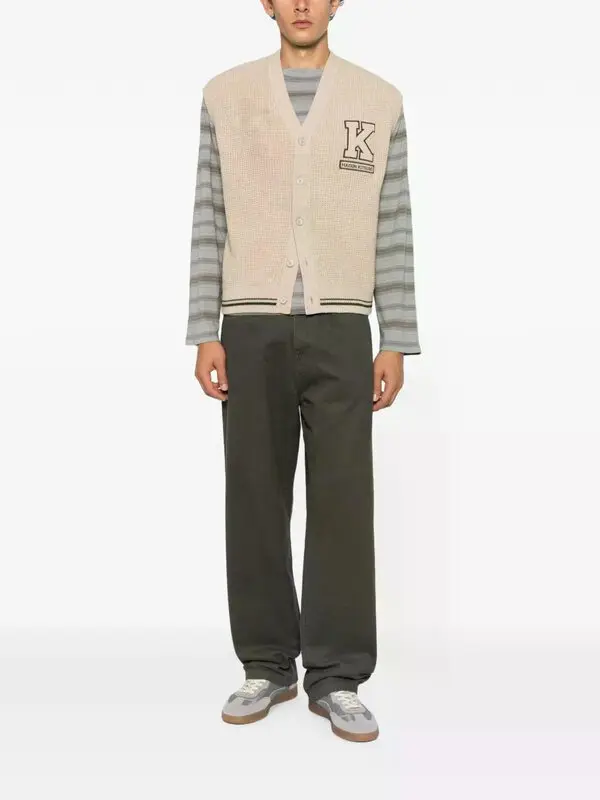 Maison Kitsuné Logo-patch Waffle-knit Cardigan