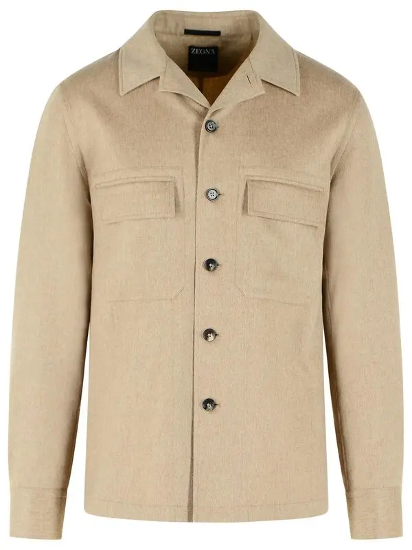 Zegna Alba Beige Cashmere Oasis Overshirt - Cream
