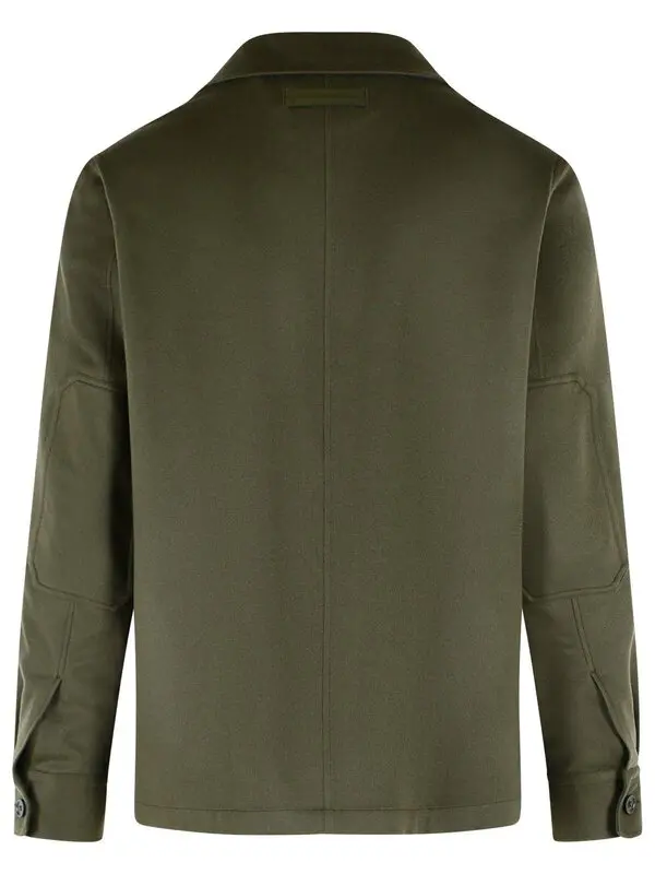 Zegna Alba Overshirt In Dark Olive Green Cashmere Oasis Mélange - Brown