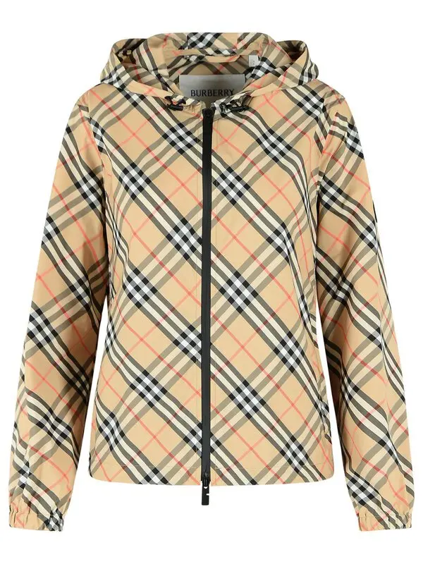 Burberry Salcombe Check Beige Sabbia Polyester Jacket - Cream
