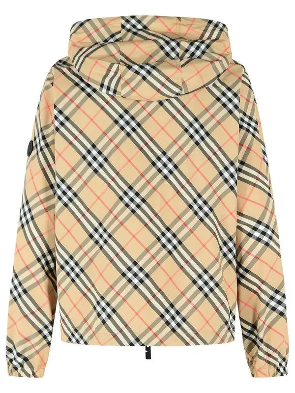 Burberry Salcombe Check Beige Sabbia Polyester Jacket - Cream