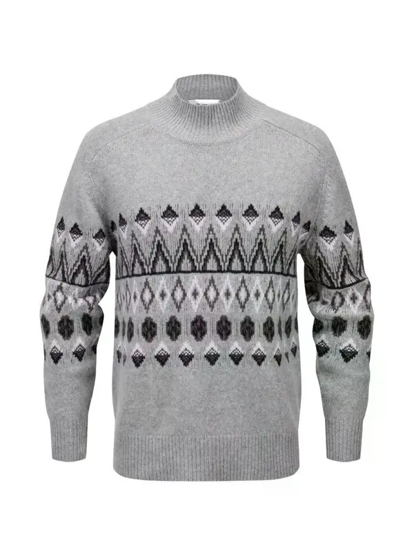 FTC Fair Isle-knit Mock-neck Sweater - Grey