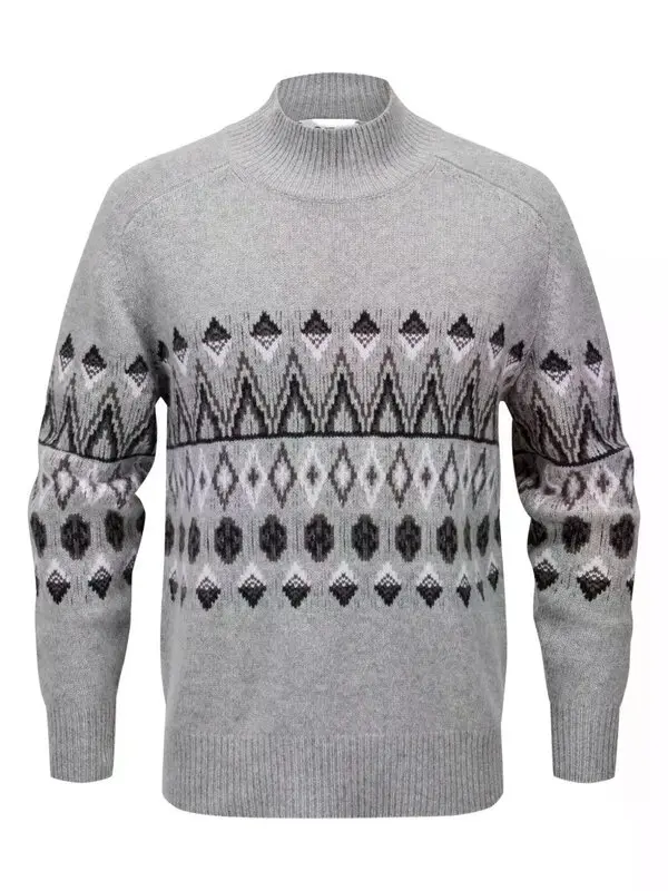 FTC Fair Isle-knit Mock-neck Sweater