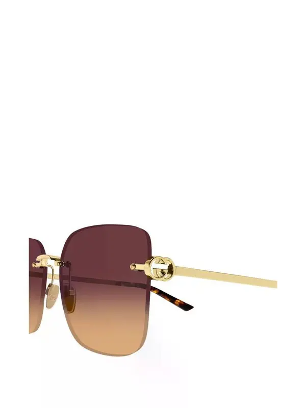 Gucci Logo-detail Square-frame Sunglasses - Gold