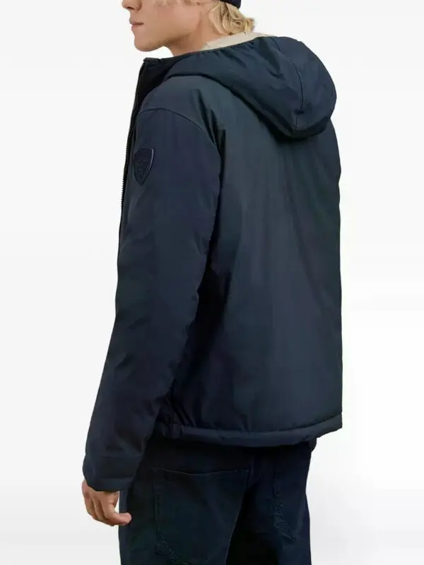 BLAUER. Reversible Logo-patch Hooded Jacket