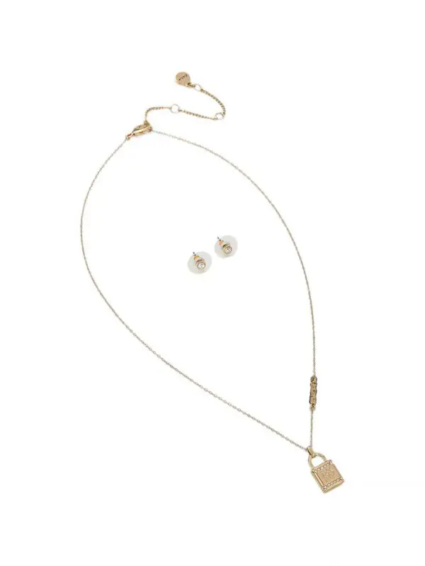 Dkny Crystal-embellished Earrings And Necklace Set - Gold