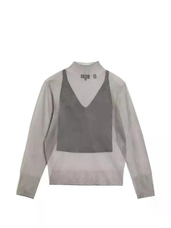 Ted Baker London Taylaw Sheer Funnel-neck Knitted Top