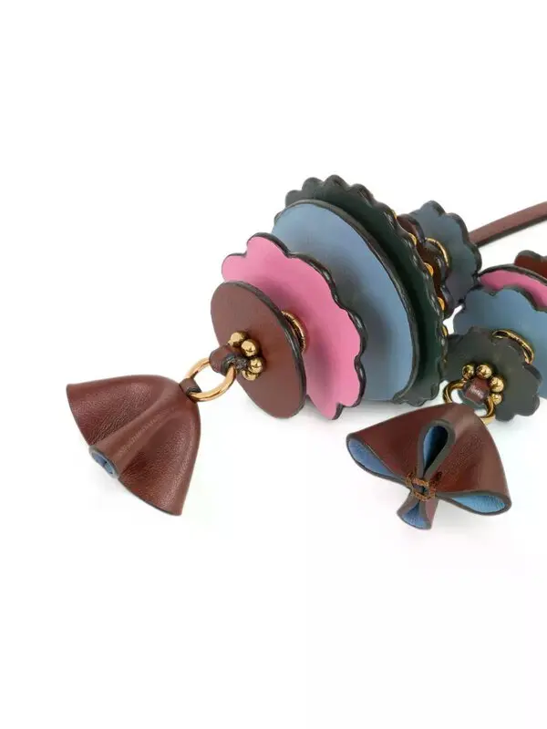 Etro Leather Charm With Discs And Flowers - Brown