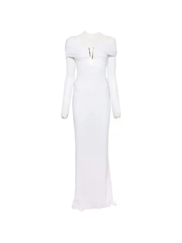 Elisabetta Franchi Off-the-shoulder Ruched Maxi Dress - Neutrals