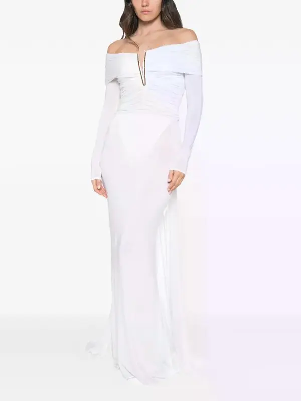 Elisabetta Franchi Off-the-shoulder Ruched Maxi Dress