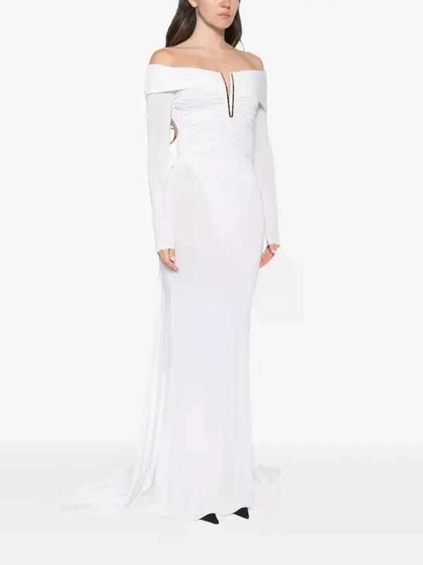 Elisabetta Franchi Off-the-shoulder Ruched Maxi Dress
