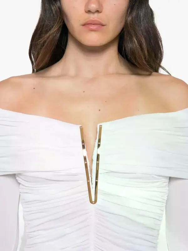 Elisabetta Franchi Off-the-shoulder Ruched Maxi Dress