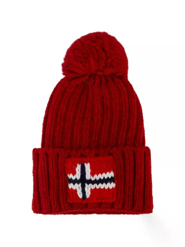 NAPAPIJRI Semiury Pompom-detail Beanie Hat - Red