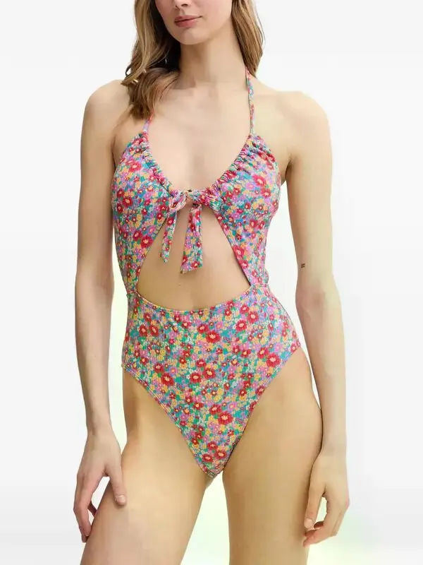 Rip Curl Las Flores Floral-print Cutout Swimsuit - Red